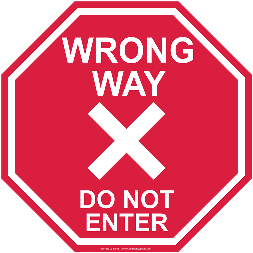 Do Not Enter One Way Do Not Enter Floor Label - Red - US Made