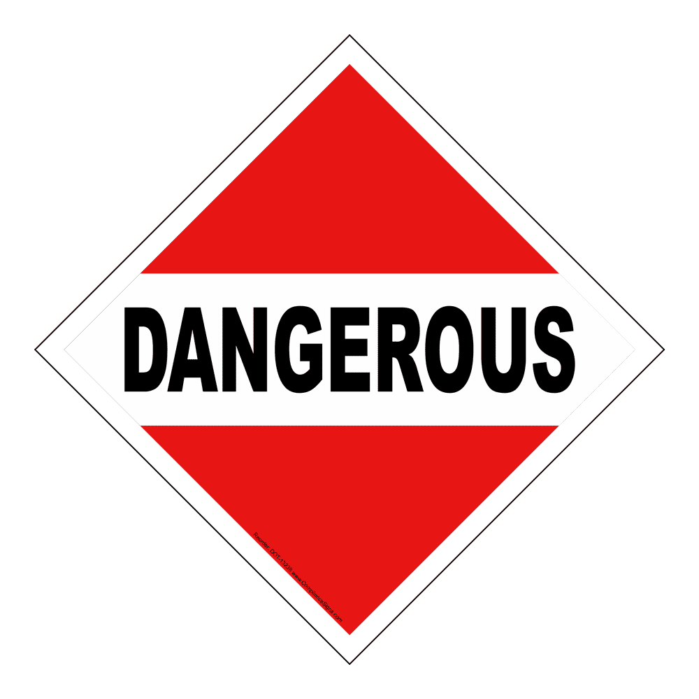 DOT Placard or Label - DANGEROUS - White - Hazmat Warning