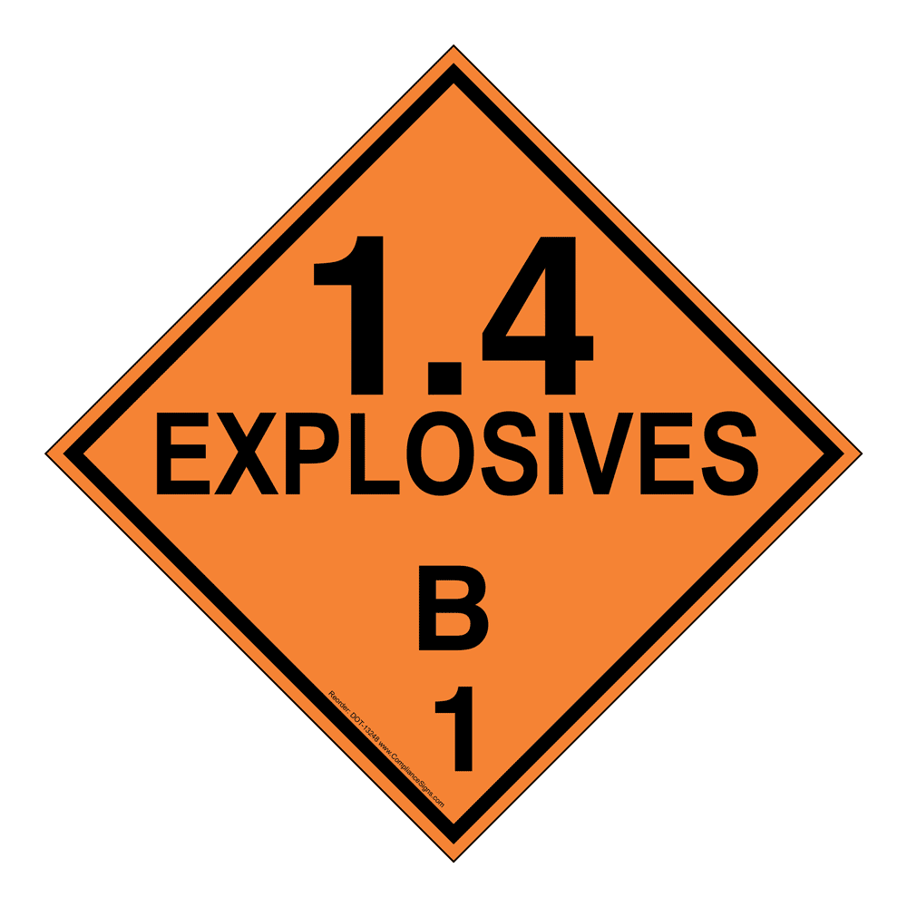 EXPLOSIVES 1.4B 1 DOT Placard or Label - Orange - Hazmat Warning