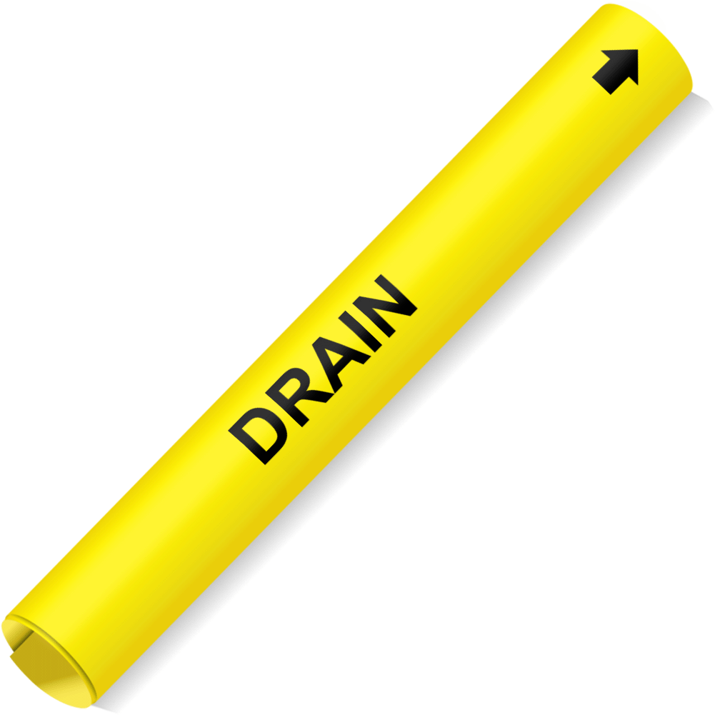 Coiled Pipe Marker - DRAIN - Yellow - ASME A13.1