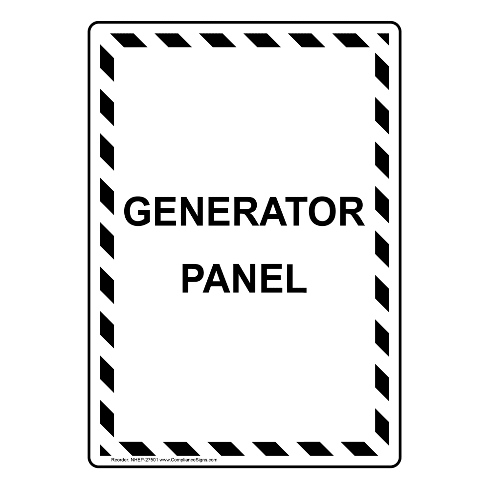 Vertical Sign - Electrical Panel - Generator Panel
