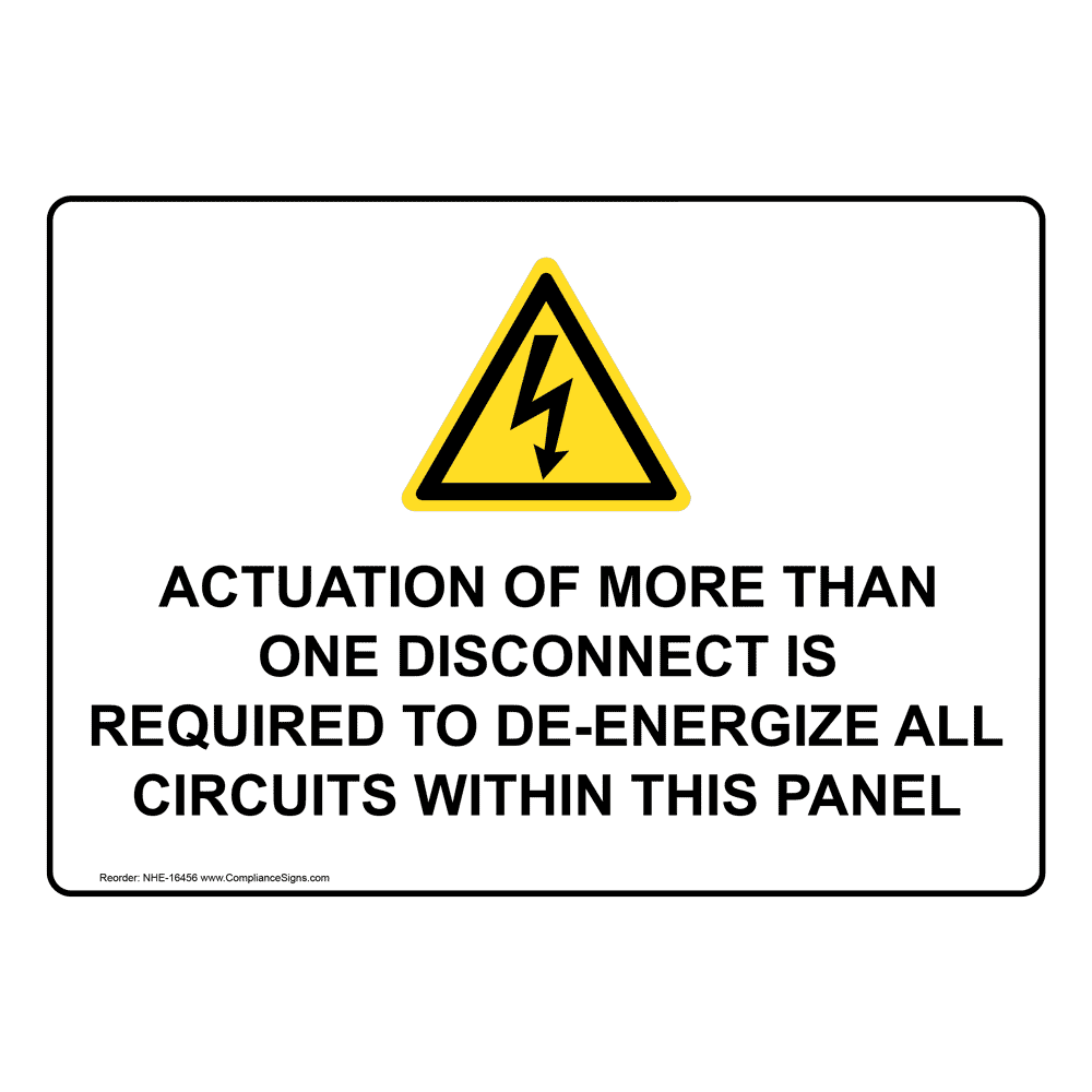 Electrical Panel Sign - Disconnect Actuation With Symbol