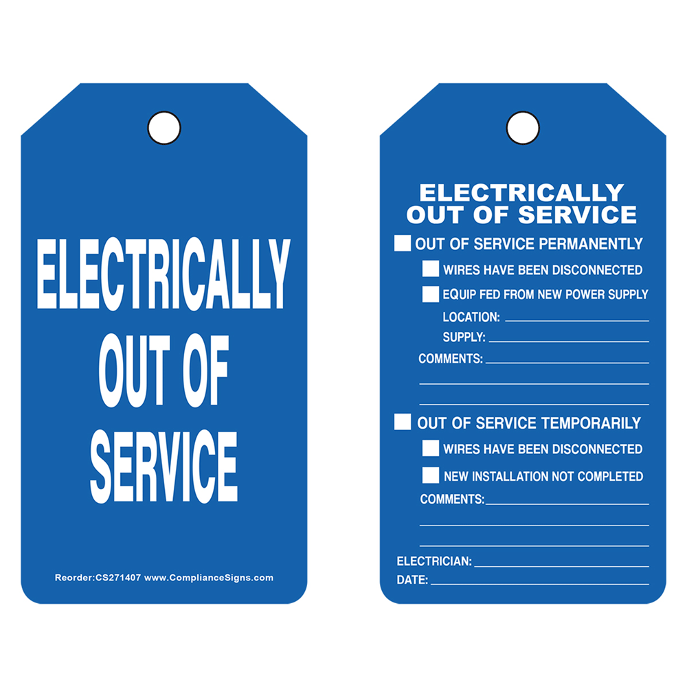 Lockout Tag - Electrically Out Of Service - Blue