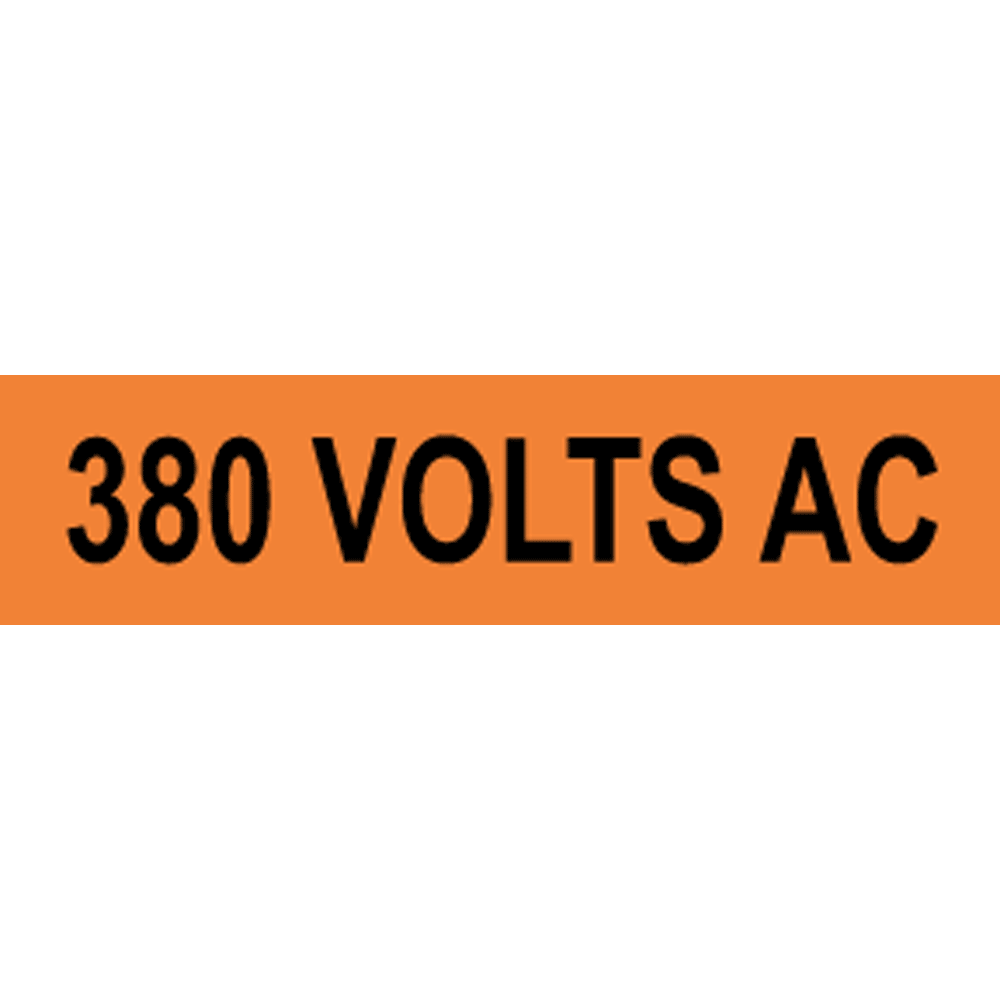 Electrical Voltage 380 Volts Ac Label / Sticker - Orange - US Made
