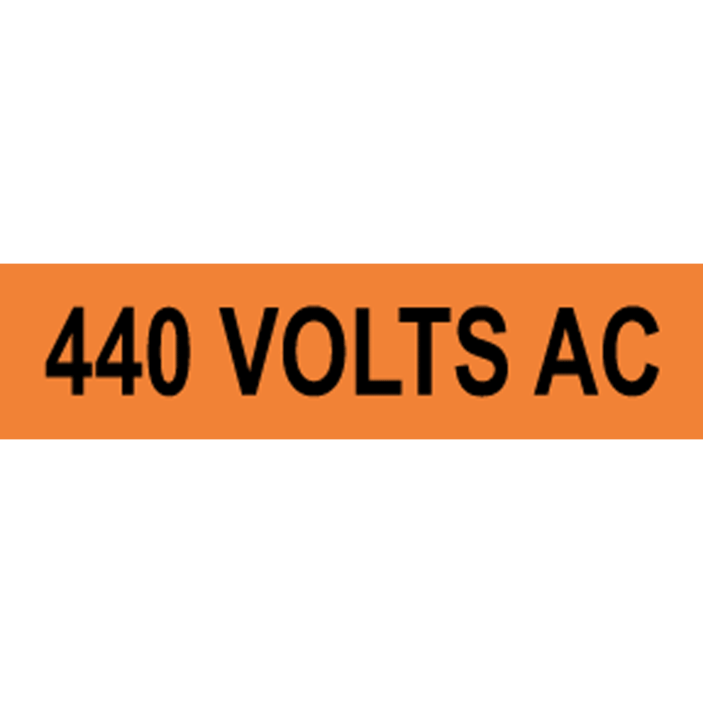 Electrical Voltage 440 Volts Ac Label / Sticker - Orange - US Made