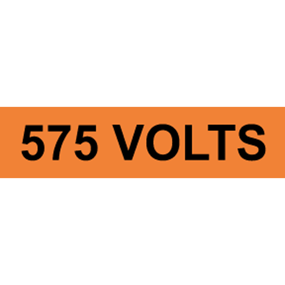 Electrical Voltage 575 Volts Label / Sticker - Orange - US Made