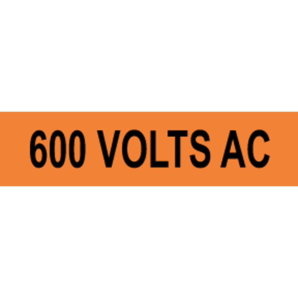 Electrical Voltage 600 Volts Ac Label / Sticker - Orange - US Made