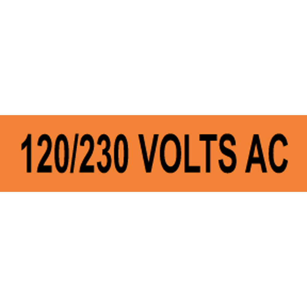 Electrical Voltage 120/230 Volts Ac Label / Sticker - Orange - US Made