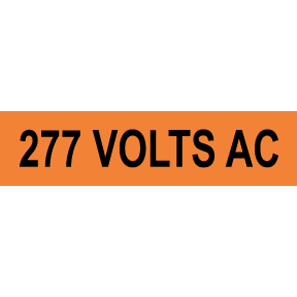 Electrical Voltage 277 Volts Ac Label / Sticker - Orange - US Made