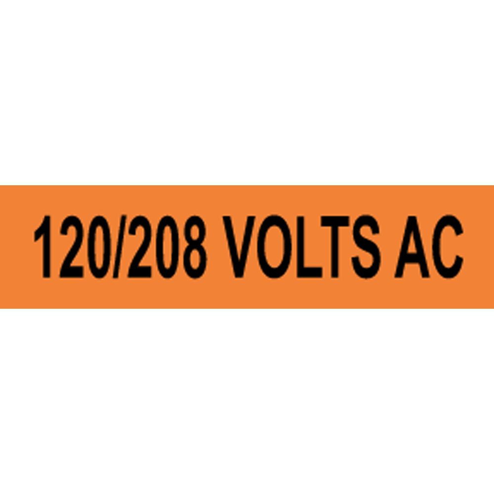 Electrical Voltage 120/208 Volts Ac Label / Sticker - Orange - US Made