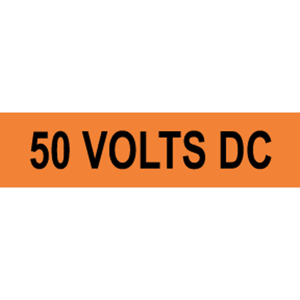 Electrical Voltage 50 Volts Dc Label / Sticker - Orange - US Made