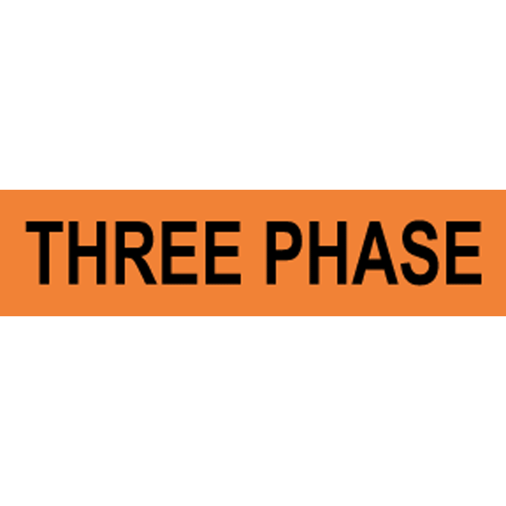 Electrical Three Phase Label / Sticker - Orange - US Made