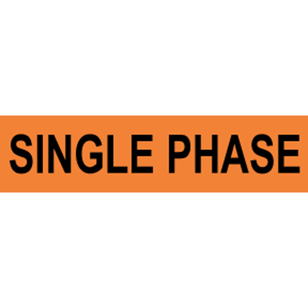 Electrical Single Phase Label / Sticker - Orange - US Made
