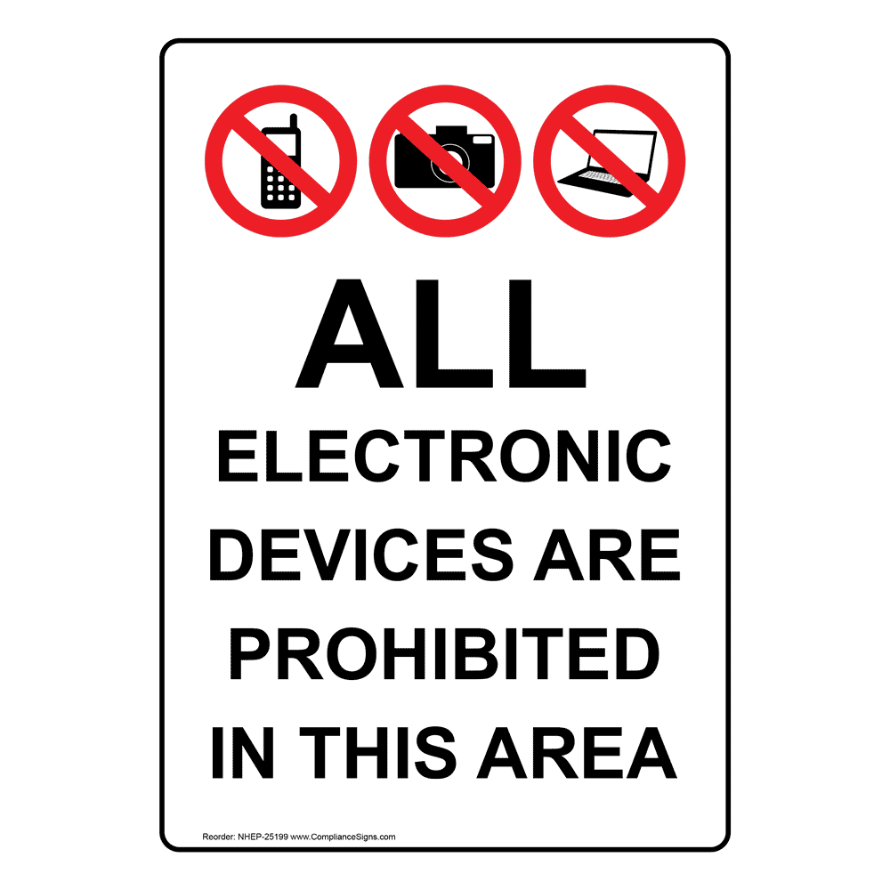 Vertical Sign - Policies / Regulations - All Electronic Devices