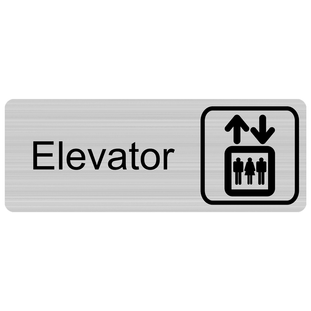 Elevator Black on Silver Engraved Sign EGRE-305-SYM-BLKonSLVR Elevator
