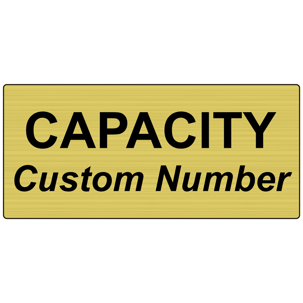 Capacity Custom Number Elevator Sign - Engraved Plastic - Gold