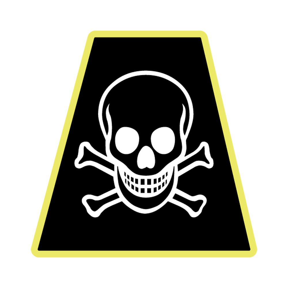 Novelty Skull, Crossbones Label / Sticker - Reflective Black - US Made