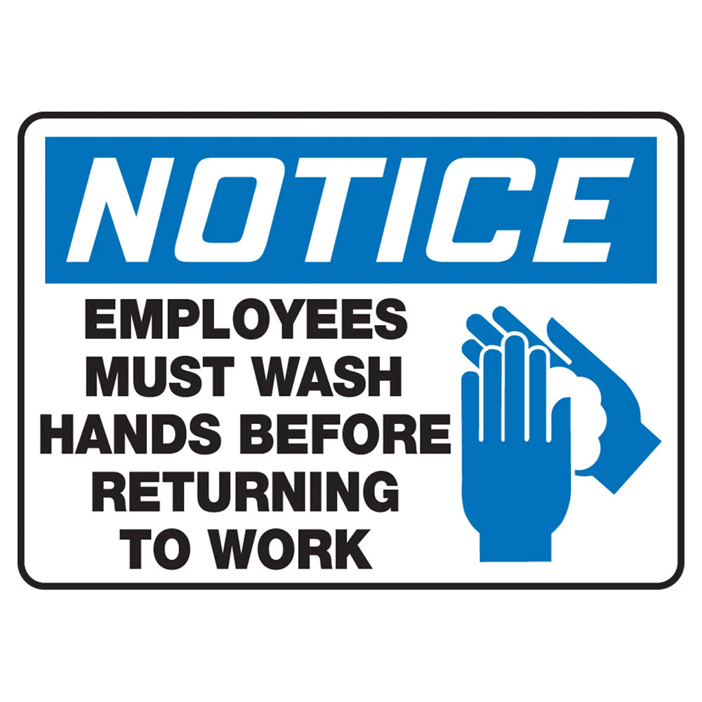 Employee Handwashing Label - OSHA - 10 x 7 Inch - Adhesive