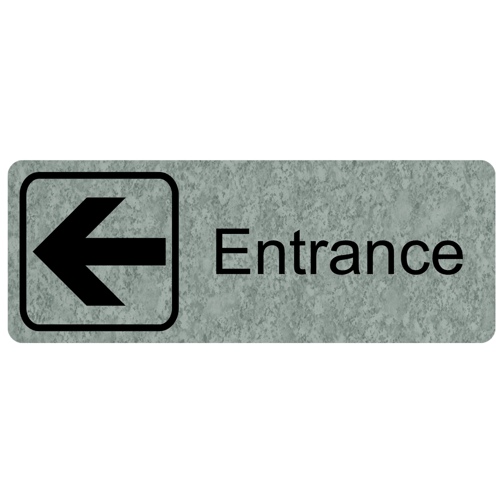 Entrance Arrow Left Engraved Sign EGRE-320-SYM-BLKonPLMRBL Enter