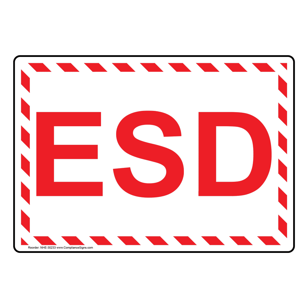 Red / White Emergency Shutdown Sign - ESD - 6 Sizes