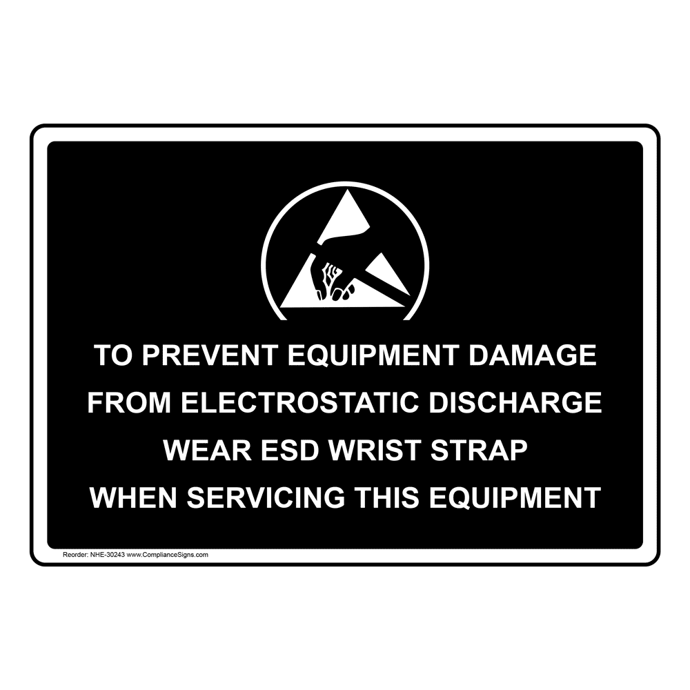 Wear Esd Wrist Strap Sign Or Label Black Symbol