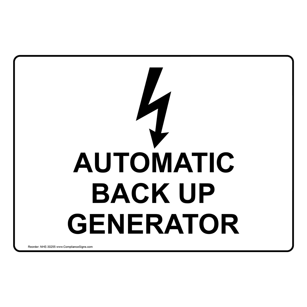 Electrical Shock Hazard Sign - Automatic Back Up Generator