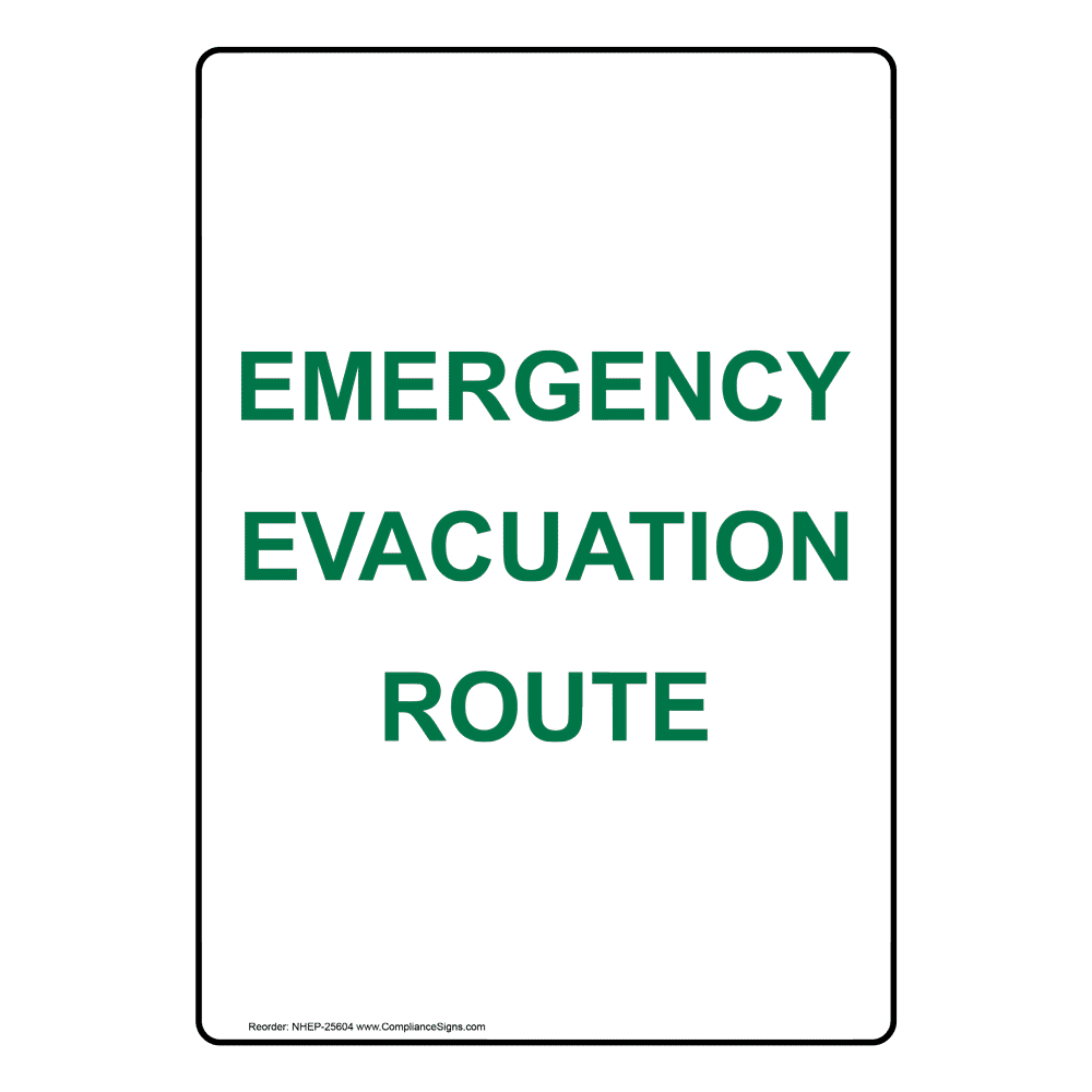 Emergency Evacuation Route Sign or Label - US Made