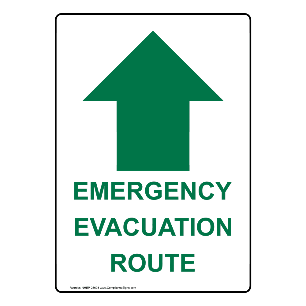Emergency Evacuation [Up Arrow] Sign or Label - 6 Sizes