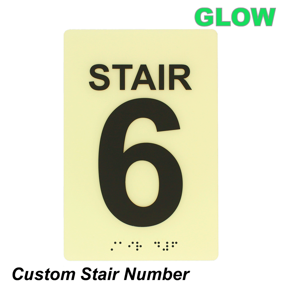 ADA Braille Glow-in-Dark Custom Stairway ID Sign