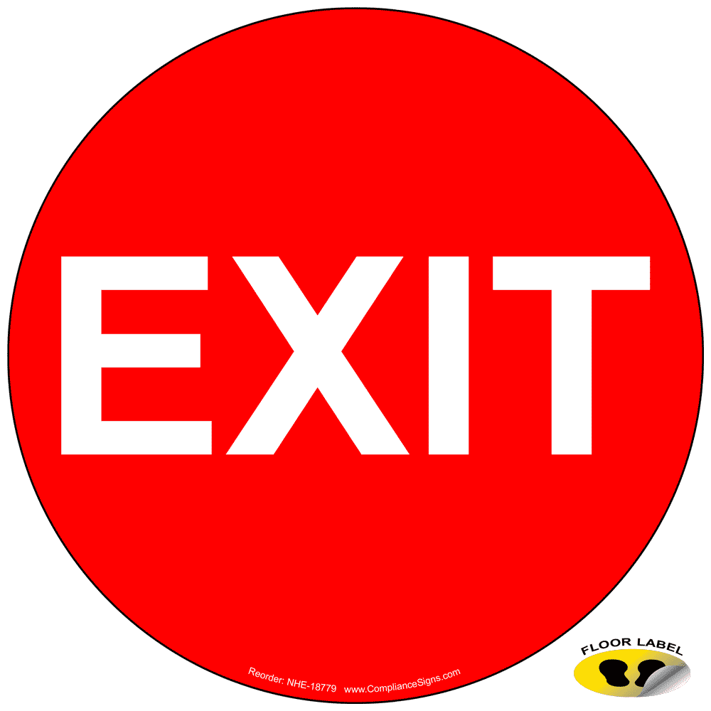 Red Exit Floor Label - Social Distancing - Enter / Exit - US Made