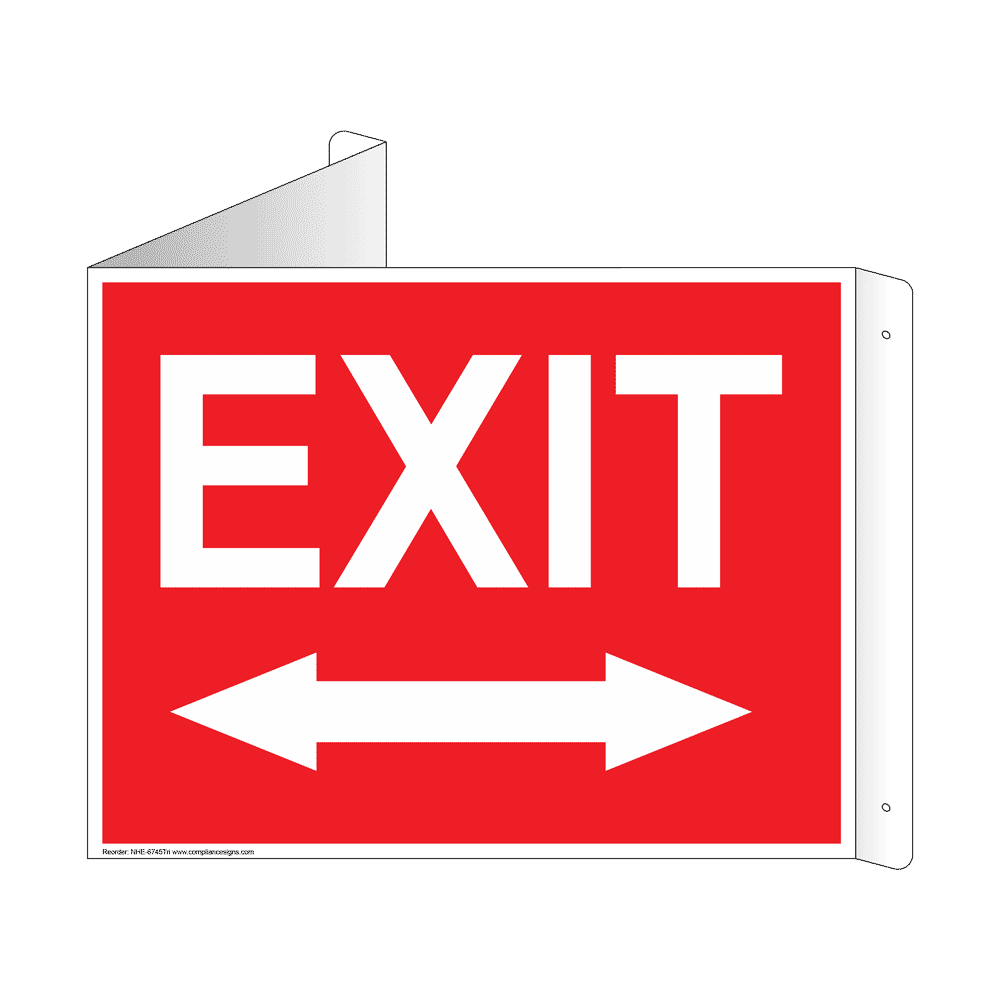 Exit With Two Directional Arrow Sign NHE-6745Tri Enter / Exit