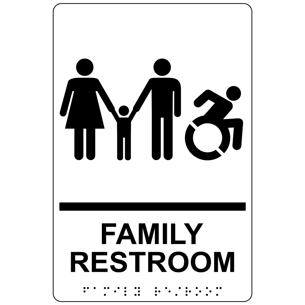 Portrait Family Restroom (Braille = Family Sign RRE-170R_BLKonWHT