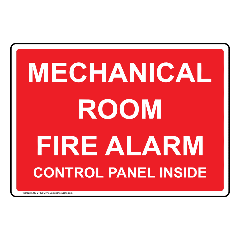 Room Name Sign - Mechanical Room Fire Alarm Control Panel Inside