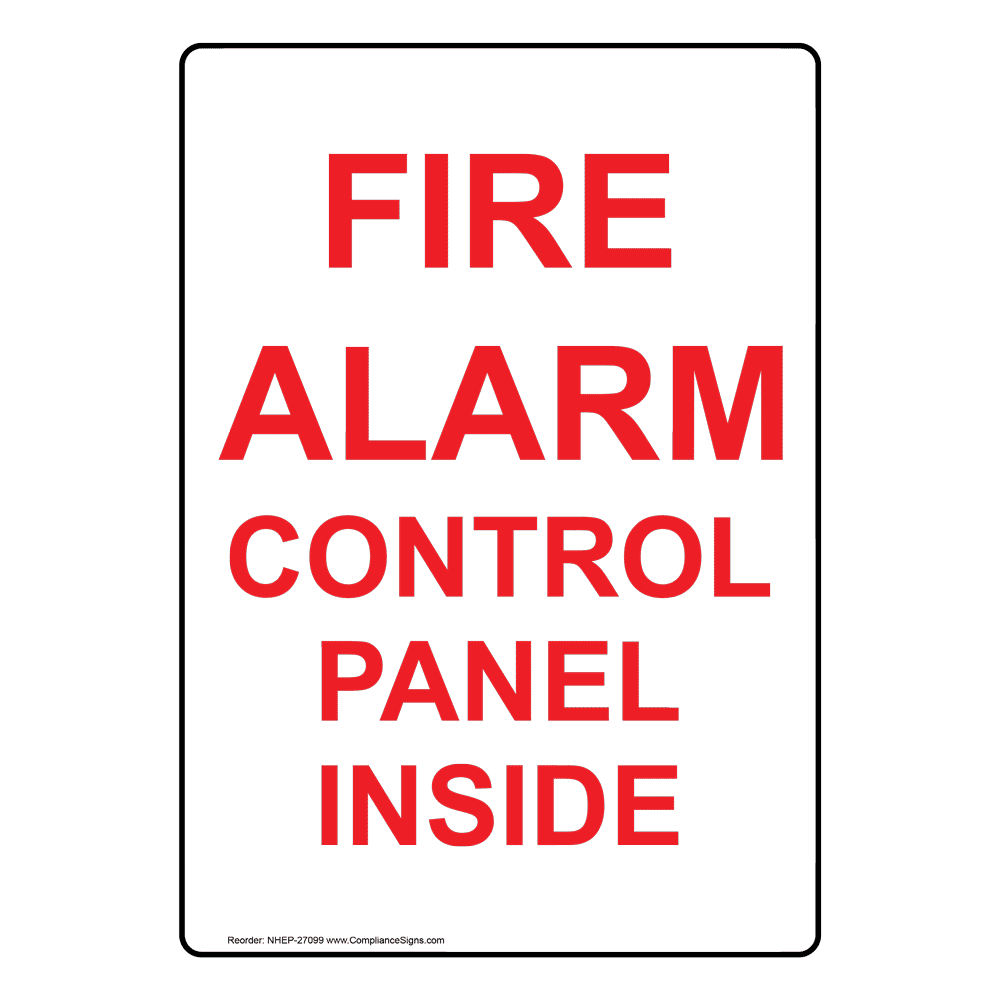 White Fire Alarm Control Panel Inside Vertical Sign - Easy Ordering