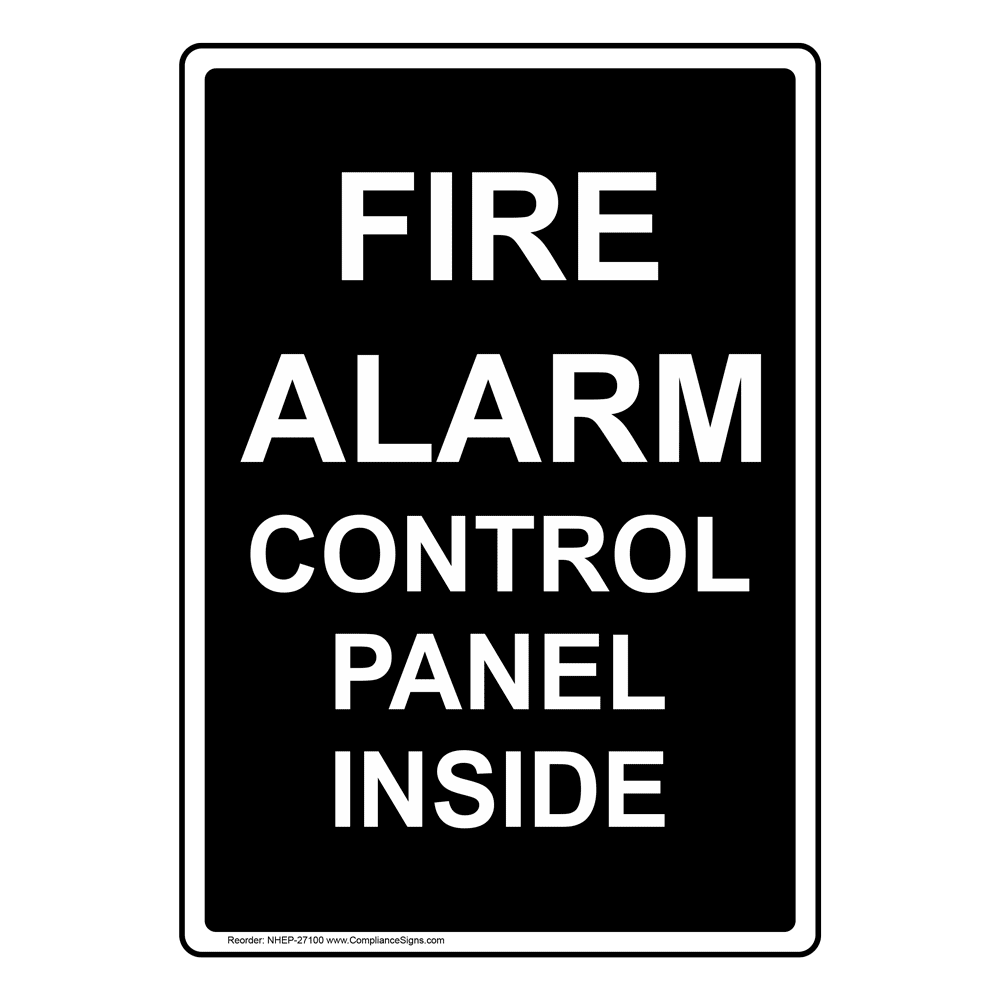 Fire Alarm Control Panel Inside Vertical Sign - Black - 6 Sizes