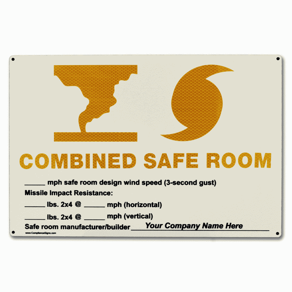 FEMA Sign or Label - Combined Safe Room - Made in USA - Easy Ordering