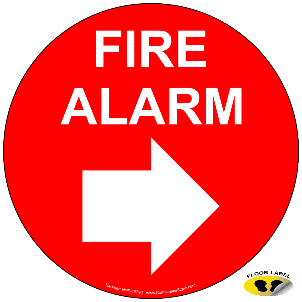 Fire Alarm Fire Alarm With Right Arrow Floor Label - Red - US Made