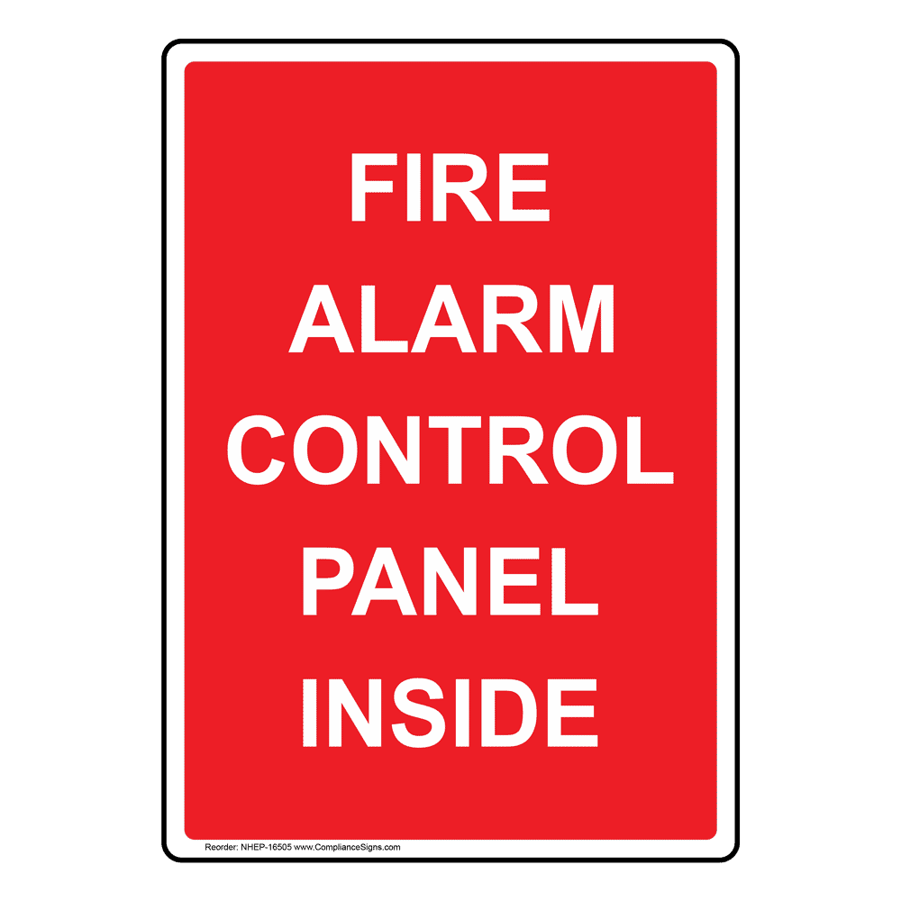 Fire Alarm Control Panel Inside Vertical Sign - Glow Red - 6 Sizes