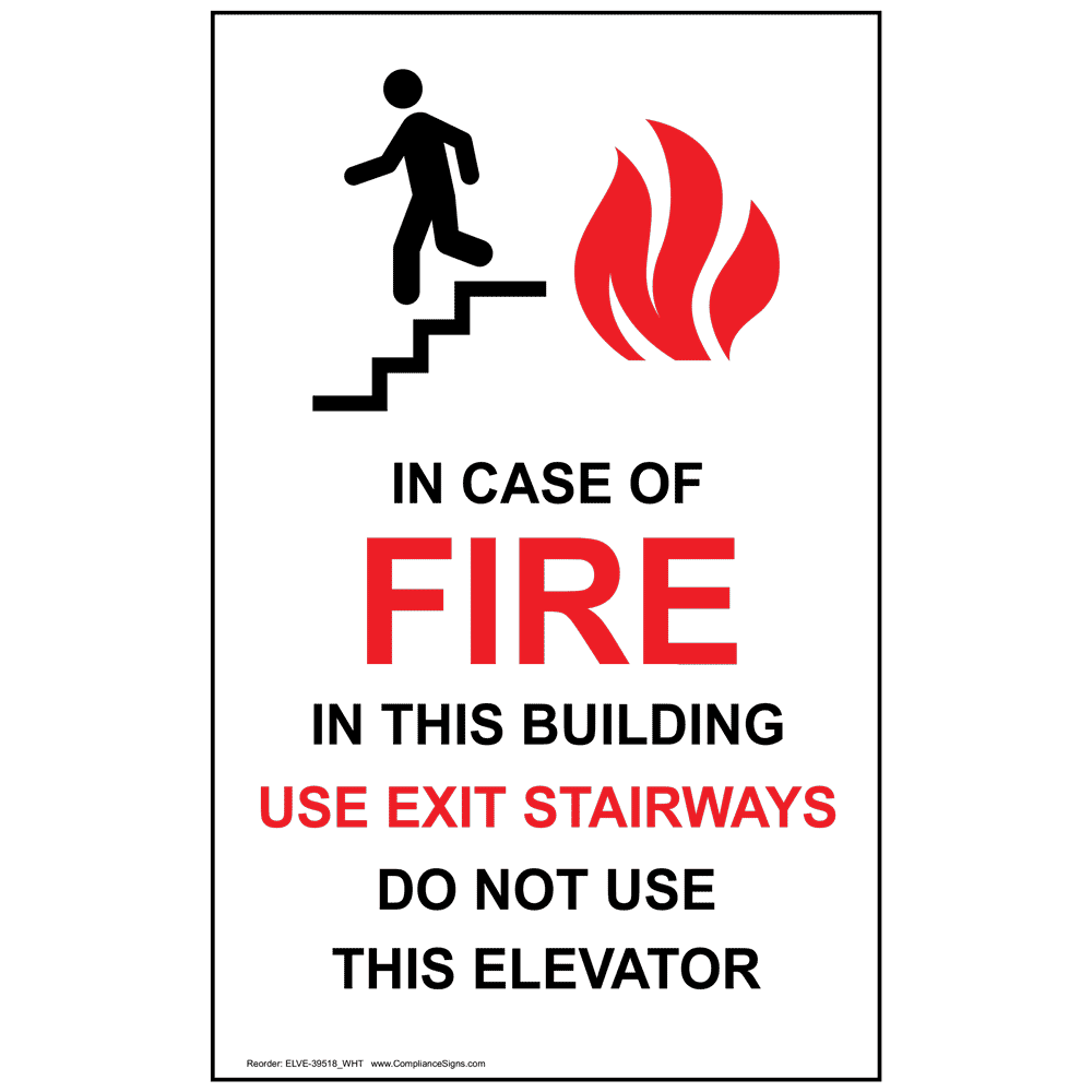 Vertical Sign - Fire Exit - In Case Of Fire In This Building