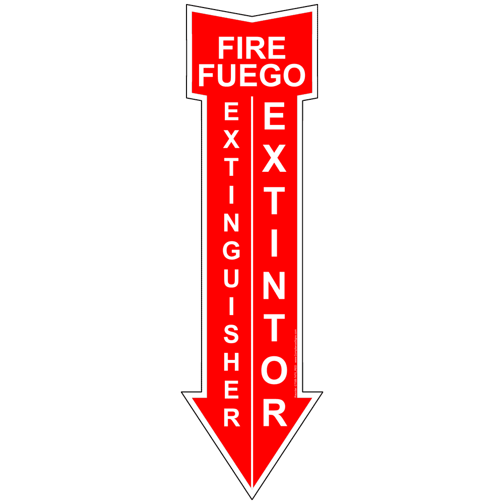 Red Reflective Fire Extinguisher - Fuego Extintor Label/Sticker