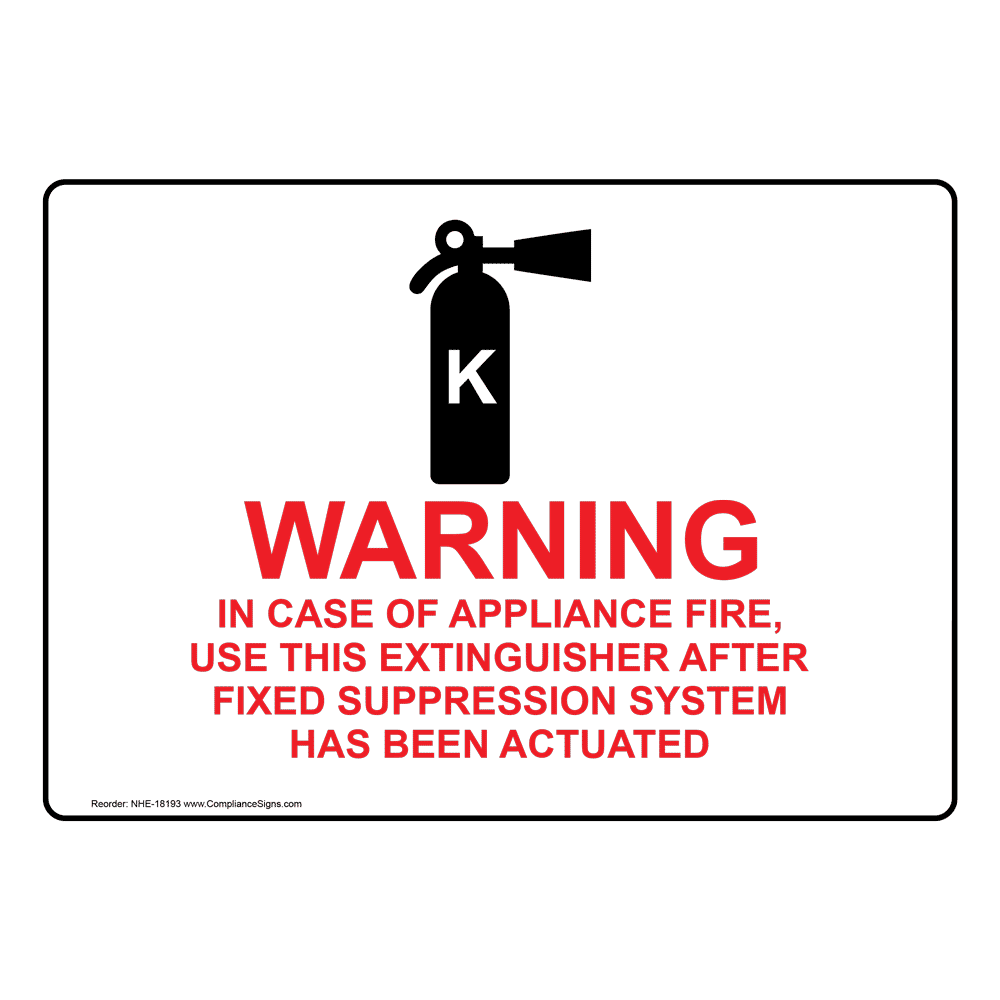 Safety Sign - Warning In Case Of Appliance Fire, Use This Extinguisher