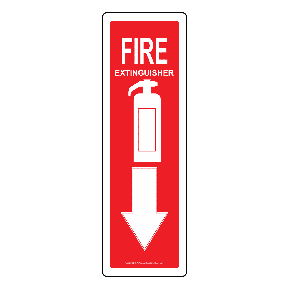 Glow Red Reflective Fire Extinguisher Sign or Label