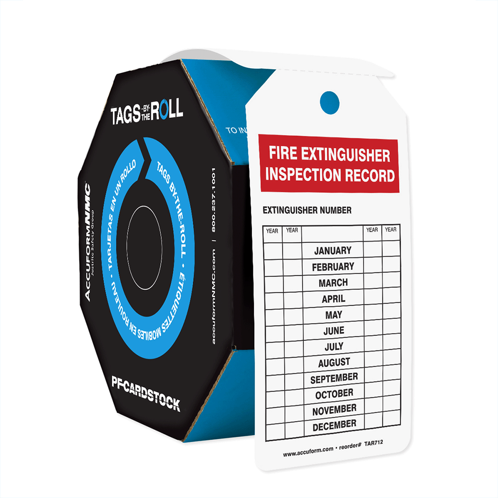 Fire Extinguisher Inspection Tags - Roll of 100 or 250
