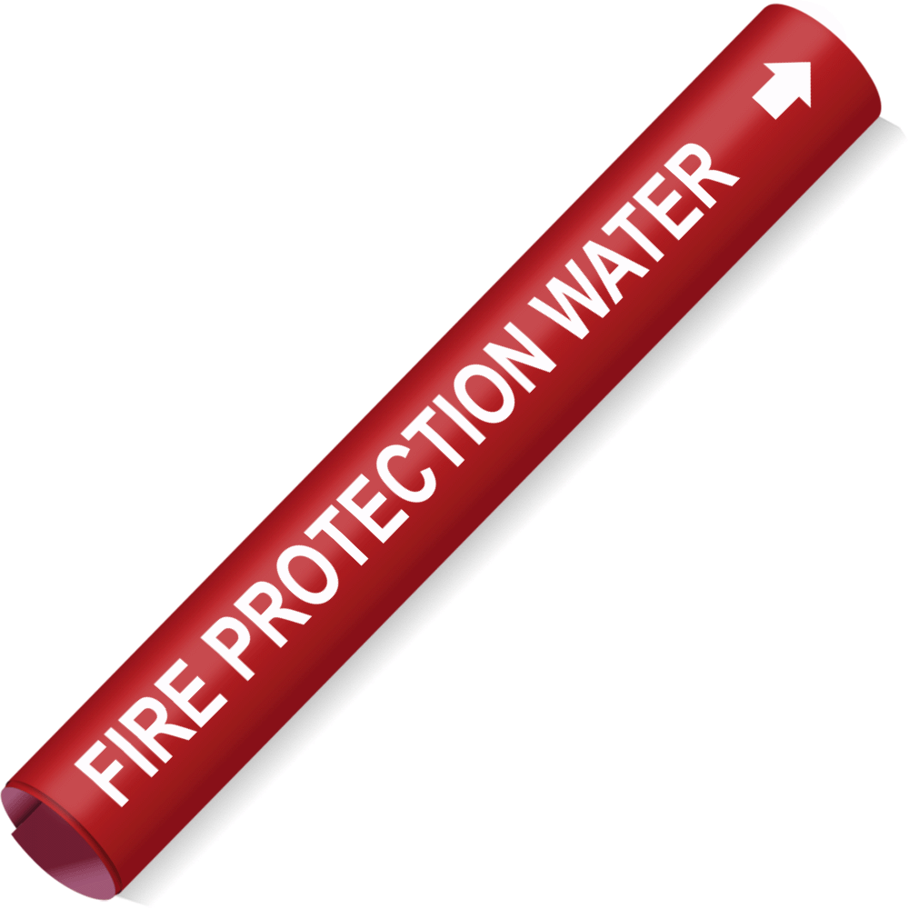 Coiled Pipe Marker - FIRE PROTECTION WATER - Red - ASME A13.1
