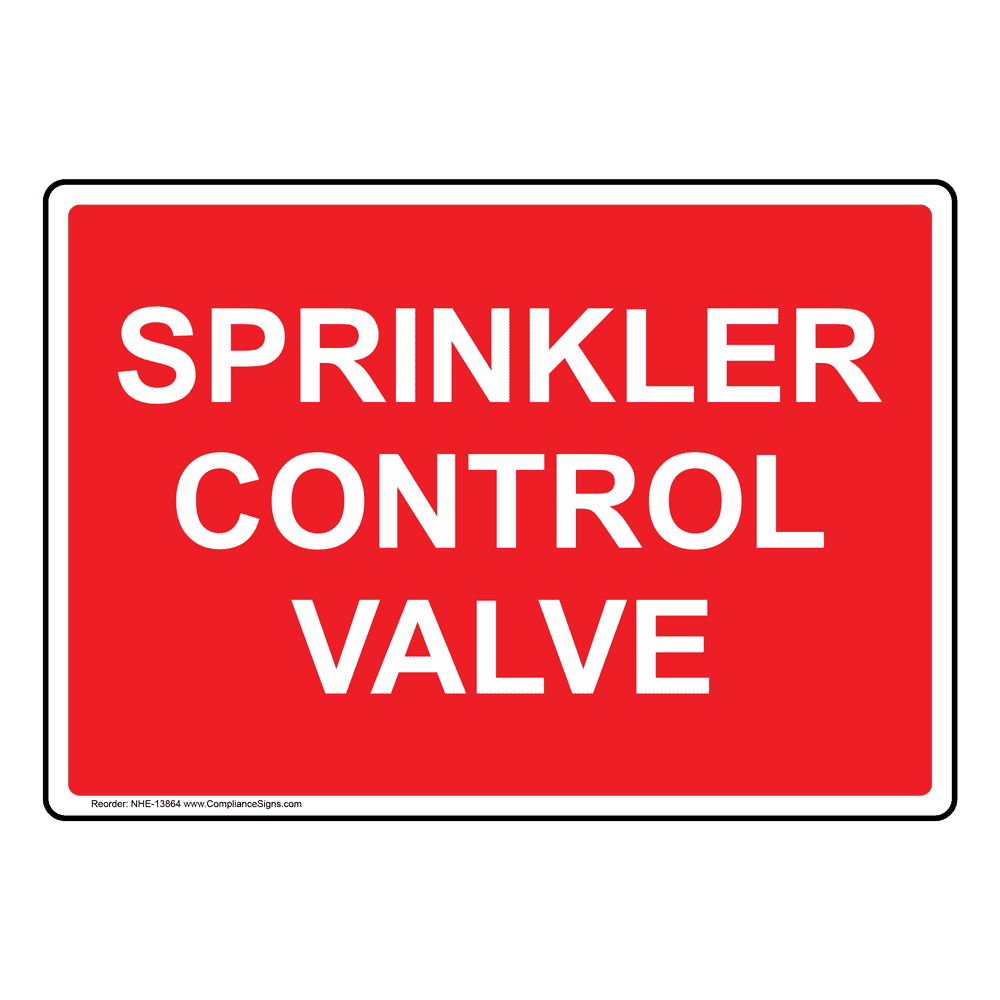 Rectangle Glow Red Sprinkler Control Valve Sign or Label