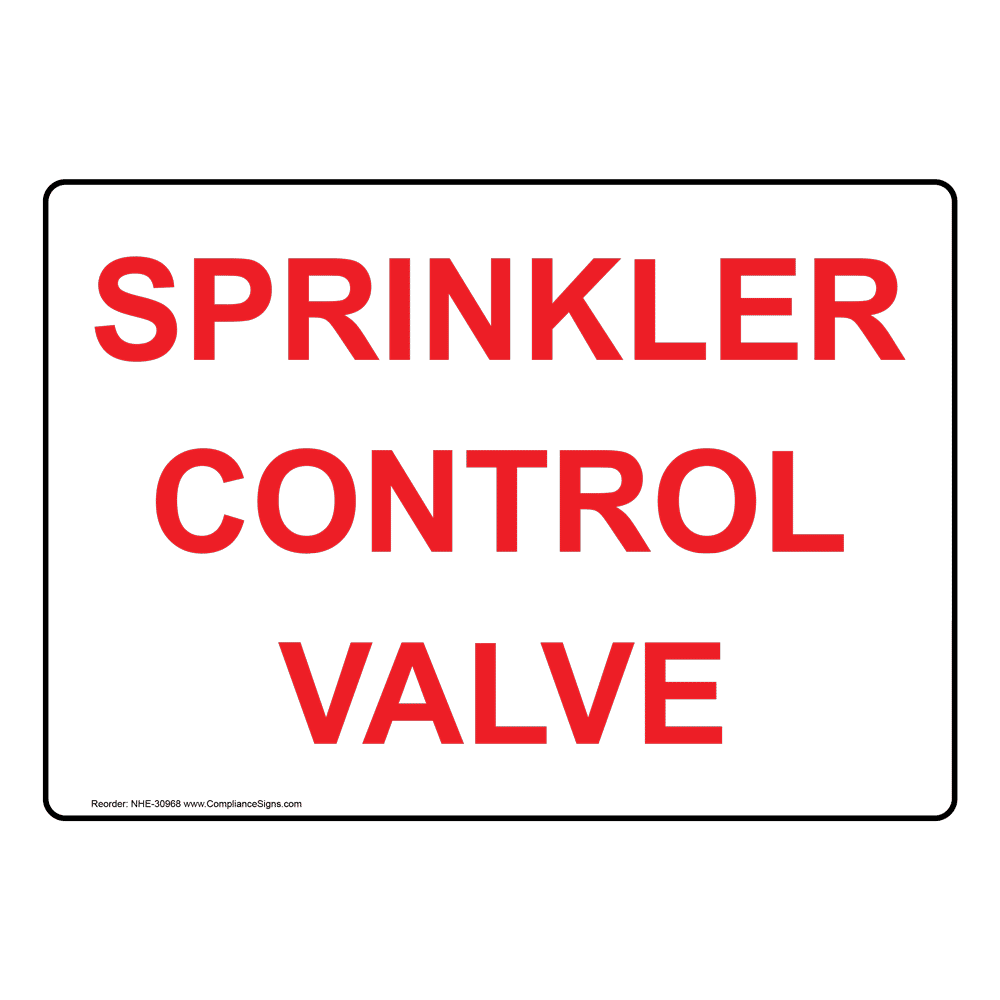 Sprinkler Control Valve Sign - White - US Made
