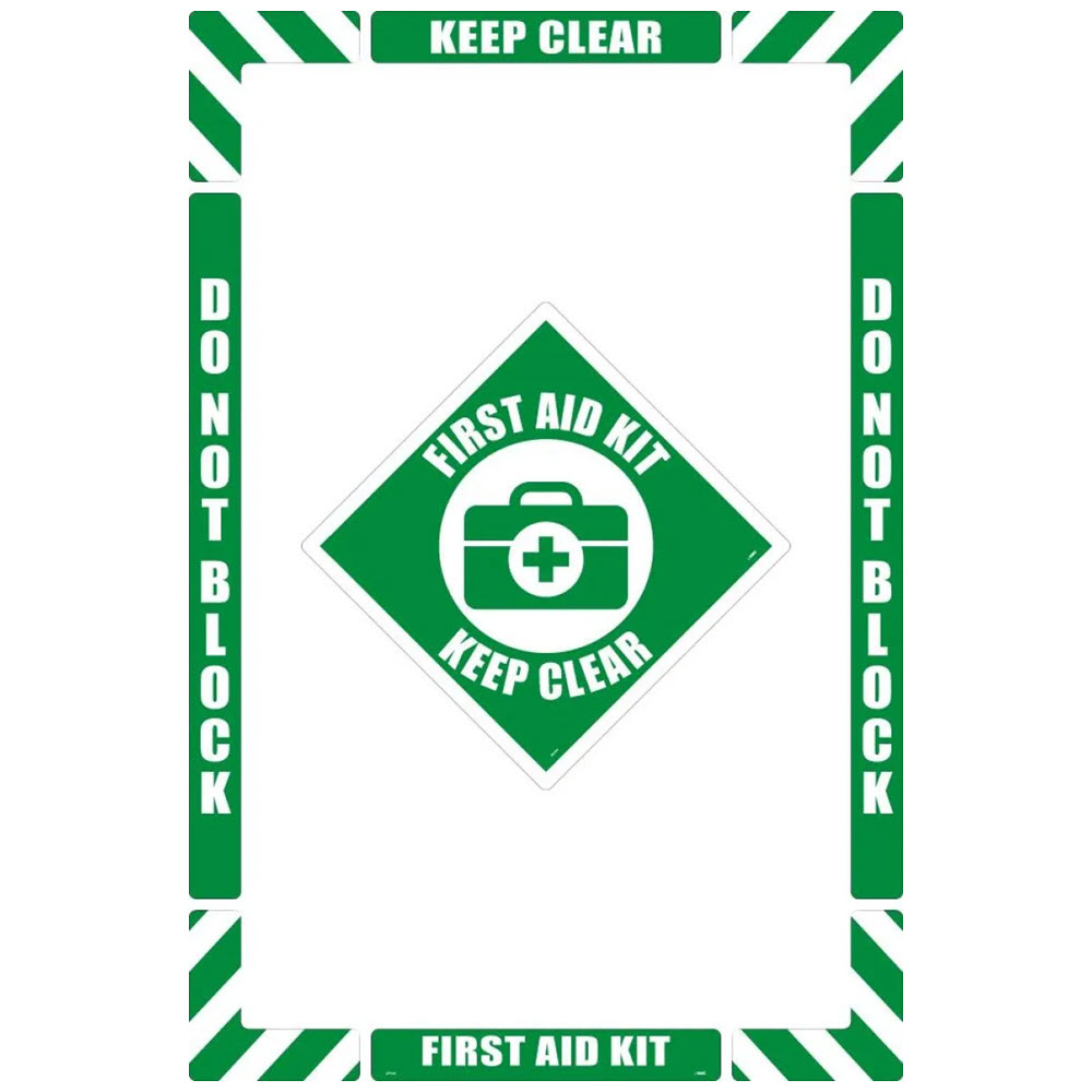 9-Piece First Aid Kit Location Floor Marking Kit - Adhesive