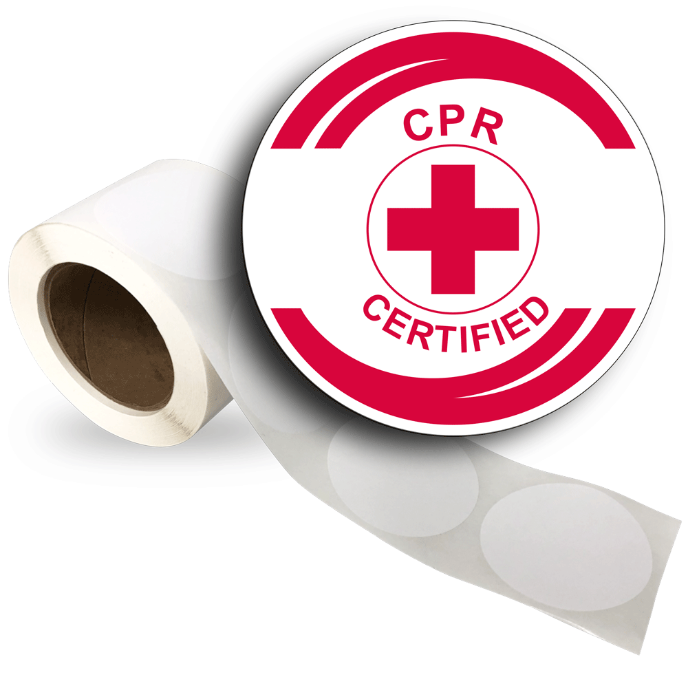 Cpr Certified Labels on Roll - Round - White
