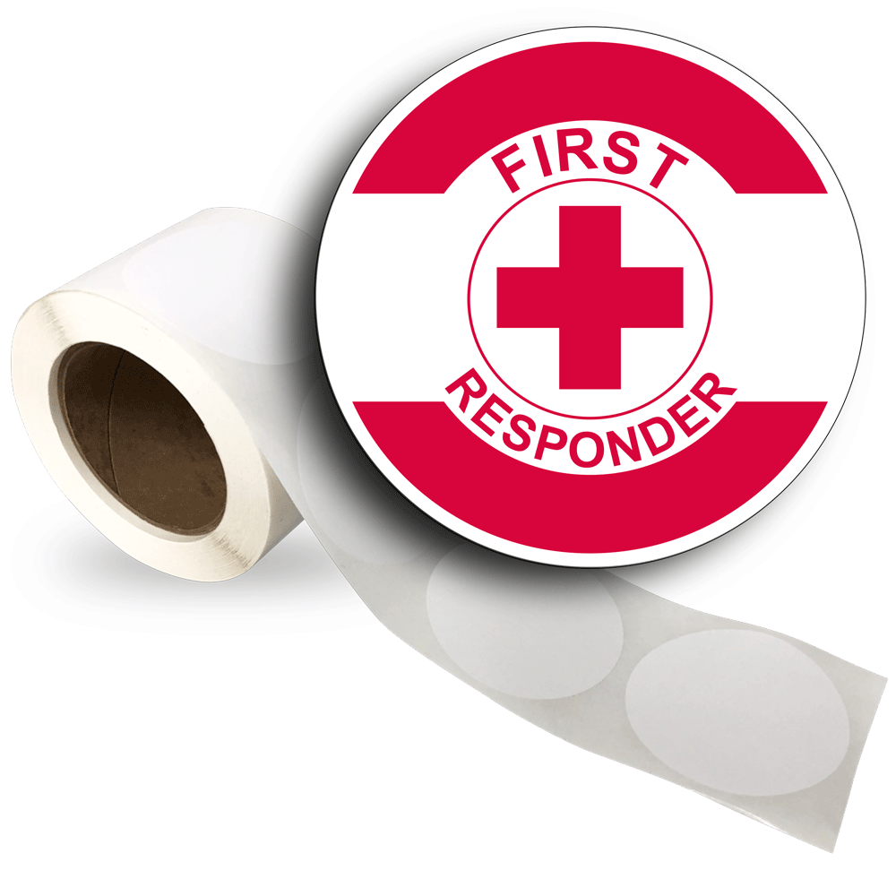 2-inch Round First Responder Labels on Roll - White