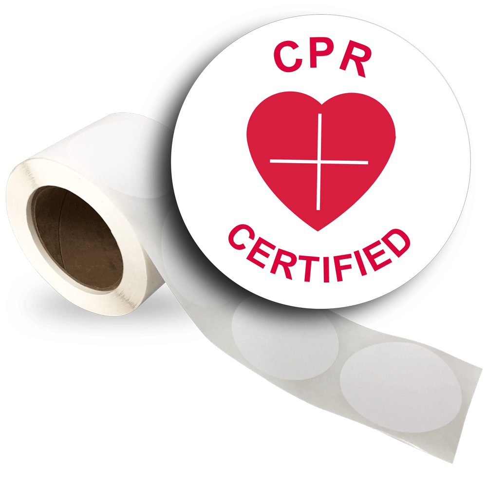 Roll of Poly Labels - Cpr Certified - White - Round